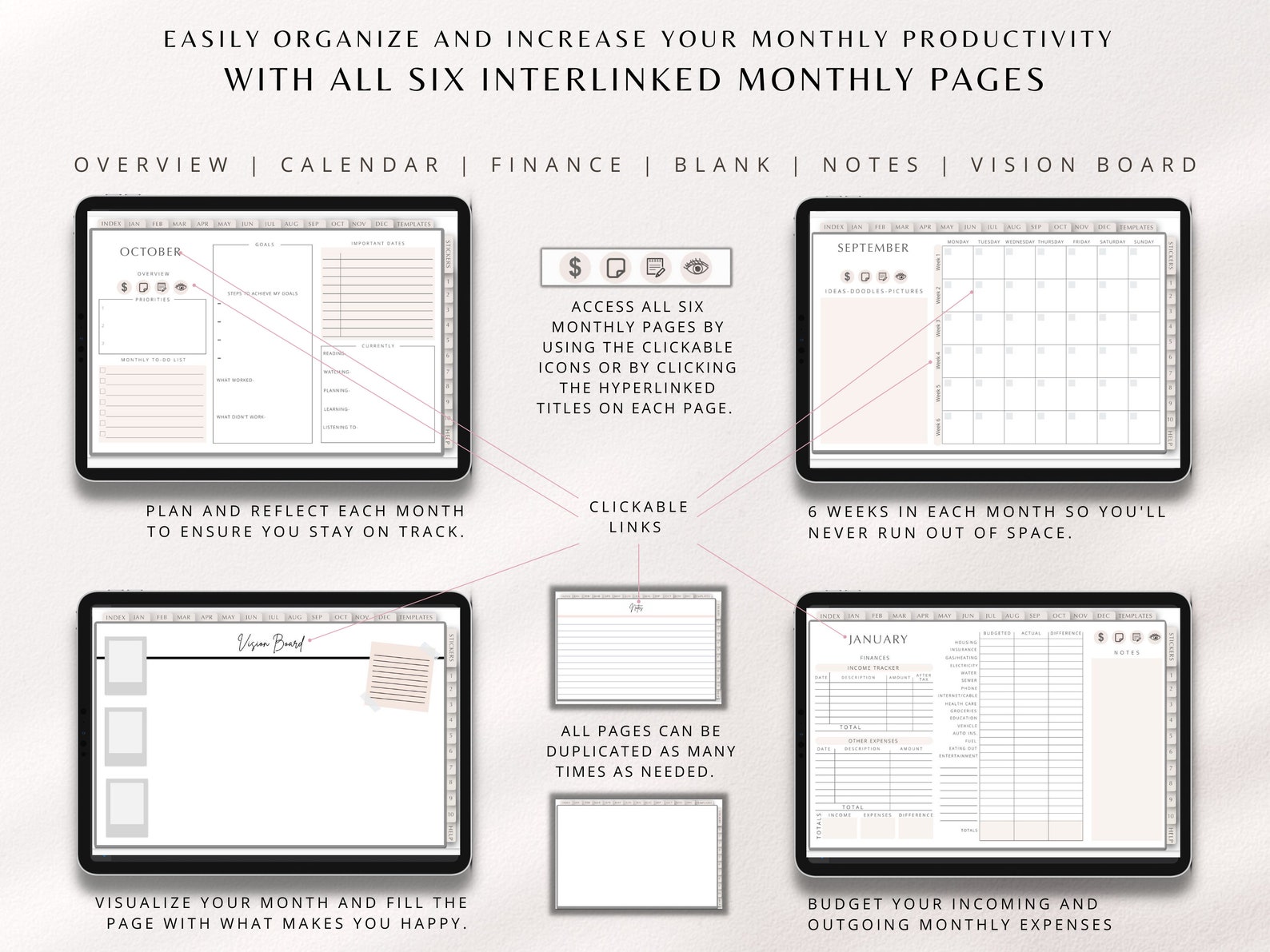 IPad Tablet and Phone Planner Digital Planner Undated Daily Weekly ...