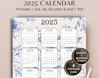 2025 Printable Planner New Year Calendar Instant Download Sunday ...
