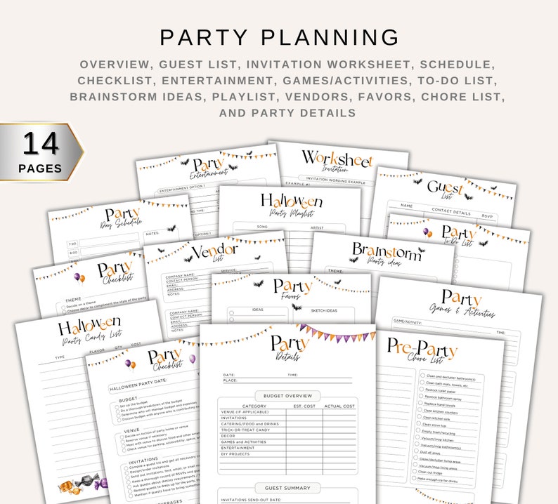 Halloween Planner Printable, Halloween Party Organizer, Costumes and ...