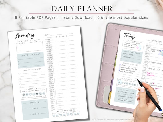 Printable Day Planner Daily Productivity Planner With Half - Etsy