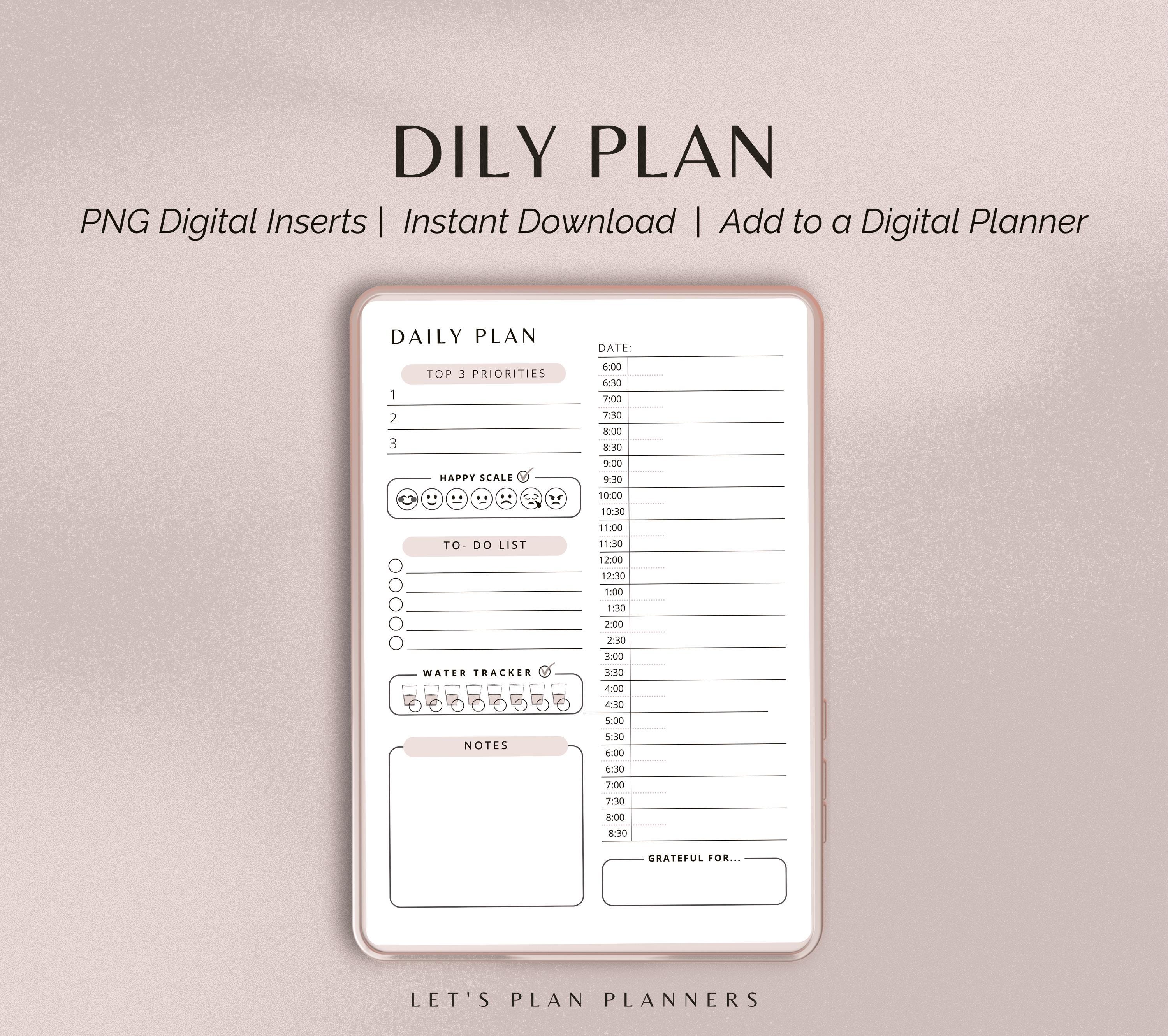 Daily Planner PNG Insert Widget Template Goodnotes and Android Tablet ...