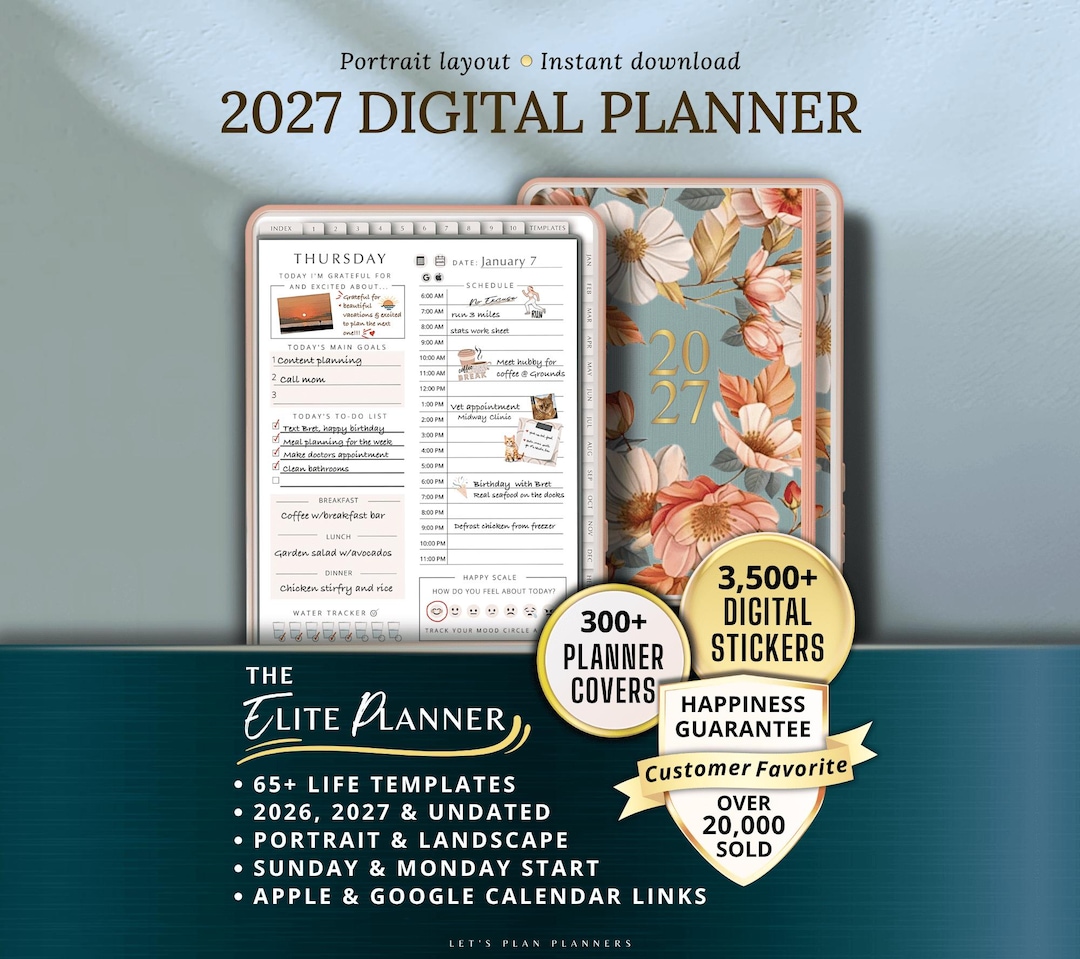 BESTSELLER Digital Planner 2027 Hyperlinked Planner Goodnotes iPad ...