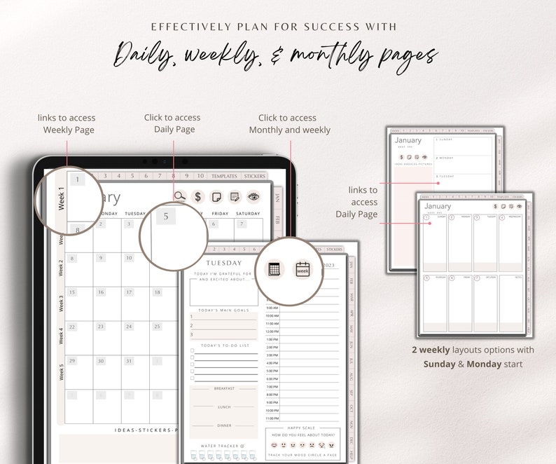 2023 Dated Digital Planner Daily Weekly and Monthly - Etsy