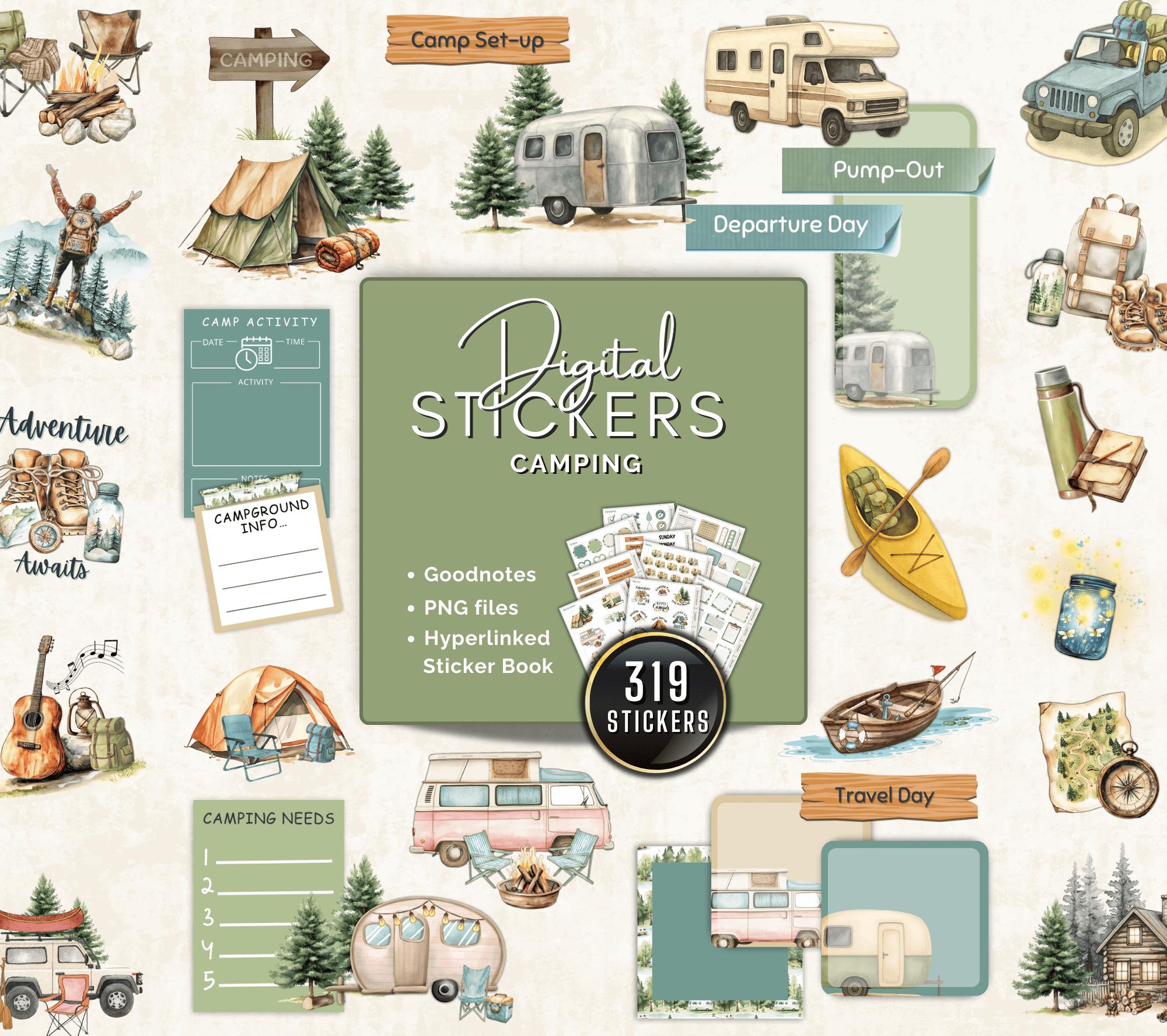 Camping Digital Stickers Goodnotes Sticker Book Digital Planner Outdoor ...