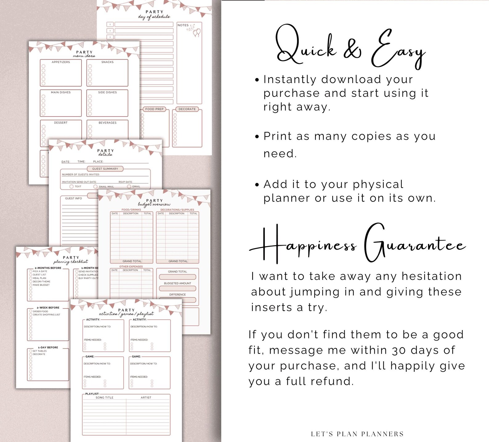 Party Planner Printable: Event Planning Template, Guest List (PDF) - Etsy
