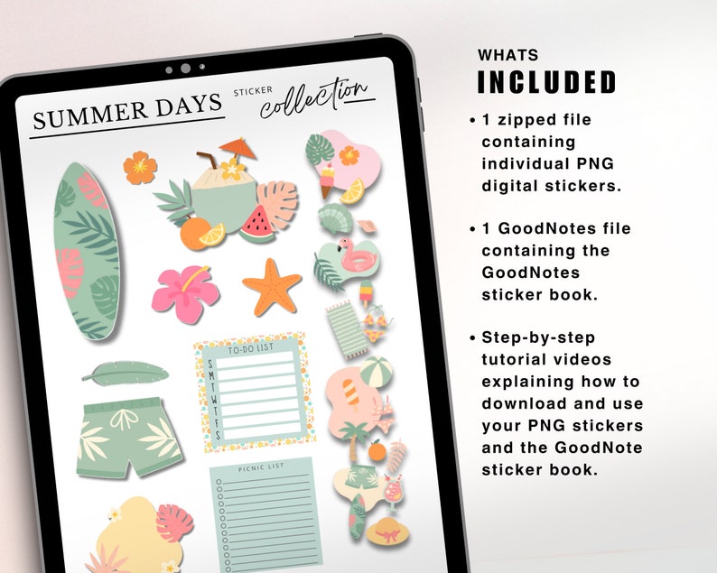 Summer Stickers Digital Sticker Set Goodnote Sticker Book & Individual ...