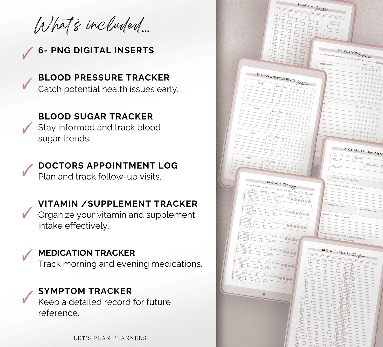 Medical Planner Digital Inserts Healthcare Digital Planner Blood Sugar ...
