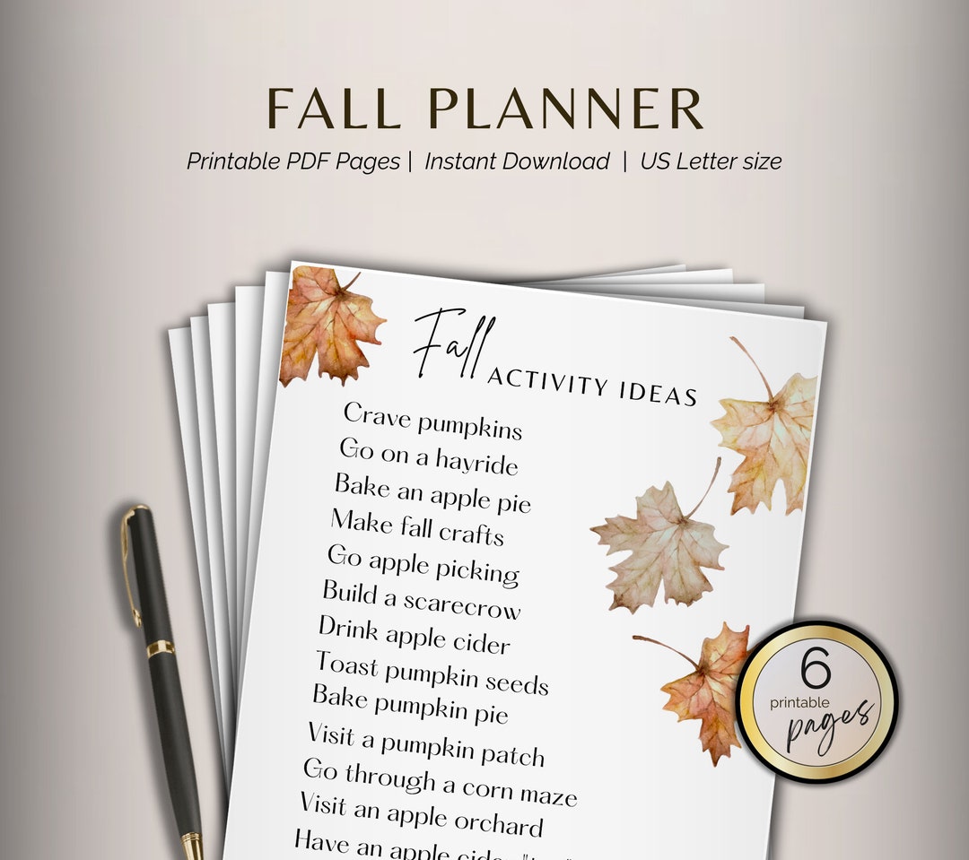 Fall Planner Printable Page Inserts Fall Check List Fall Activities ...