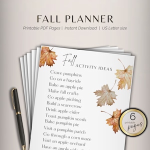 Fall Planner Printable Page Inserts Fall Check List Fall Activities ...