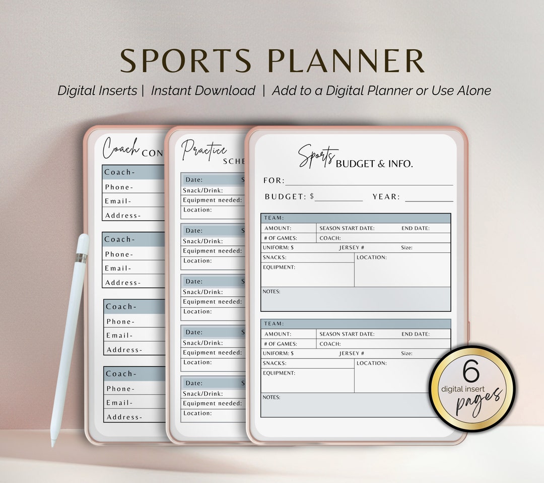 Sports Planner Digital Page Inserts iPad Planner Digital Planner ...