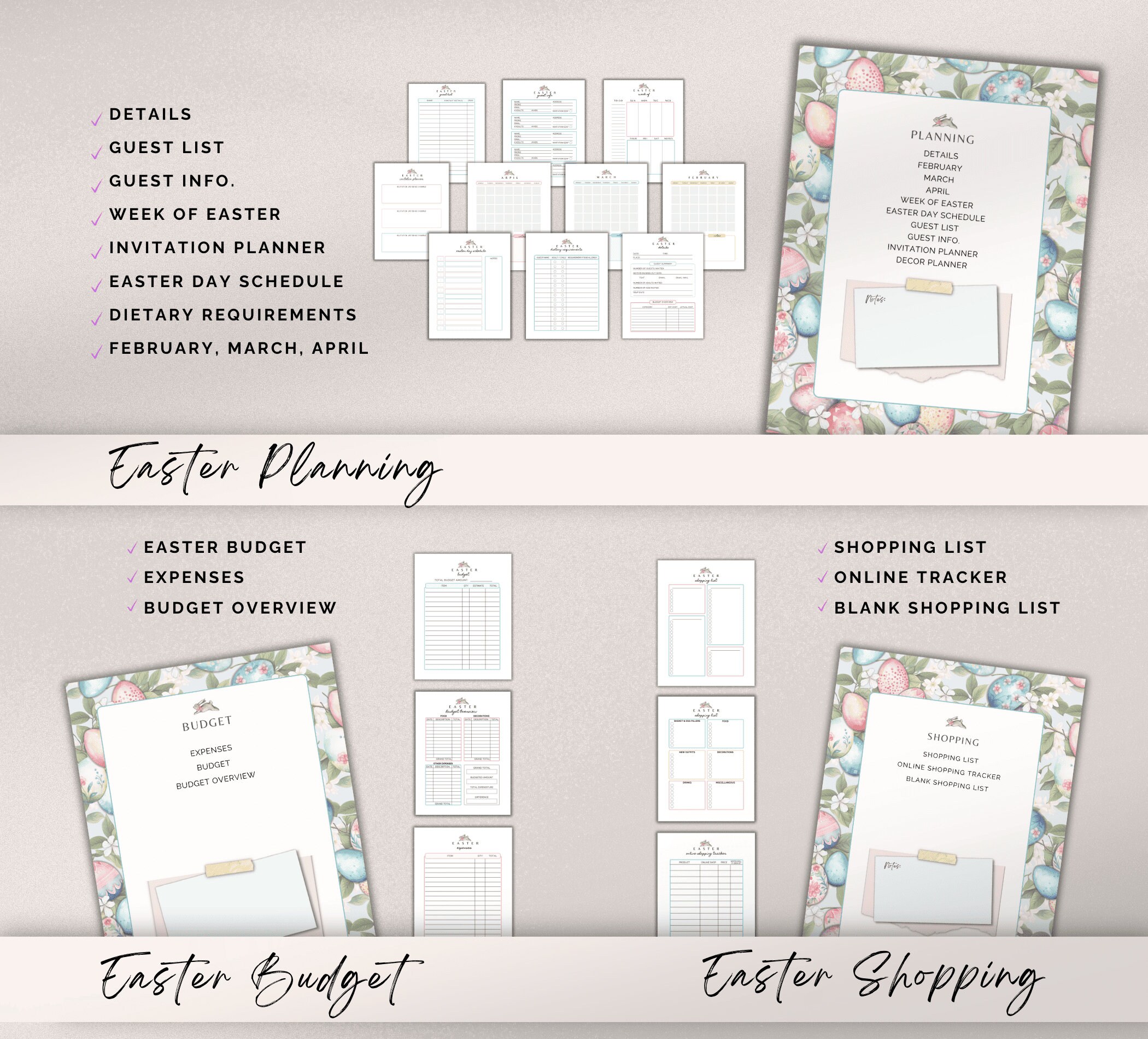 Easter Planner Printable Template, Basket & Egg Hunt Tracker, Party ...