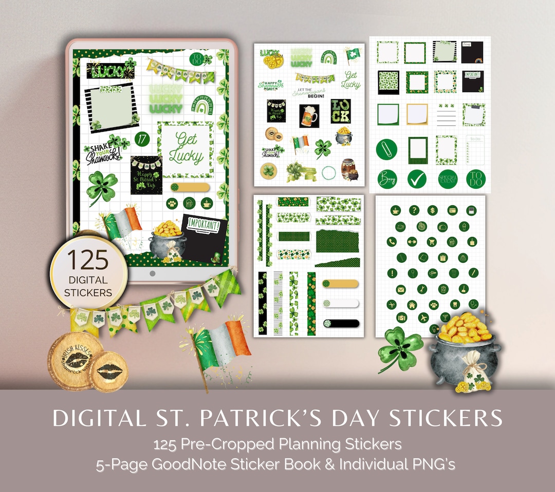 St. Patrick's Day Stickers for Digital Planners Digital Stickers ...