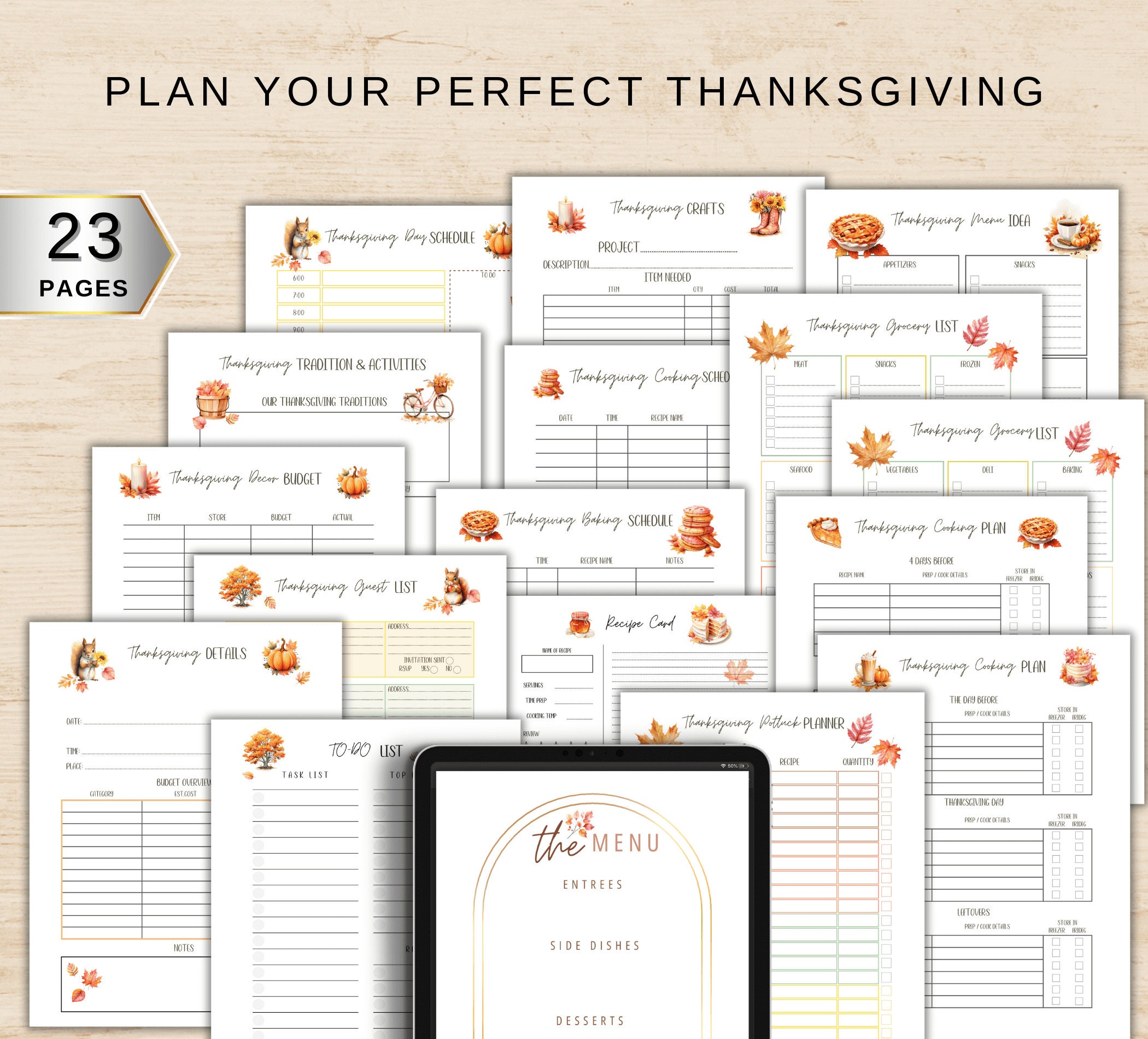 Thanksgiving Planner Digital Thanksgiving Planner Meal Planner Fall ...