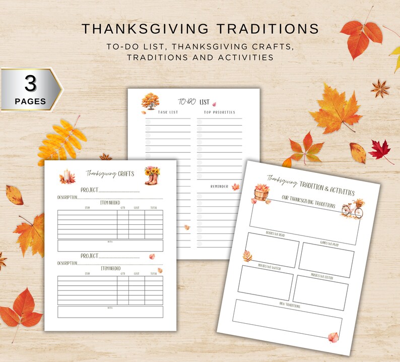 Thanksgiving Planner Printable Holiday Seasonal Thanksgiving Day Meal ...