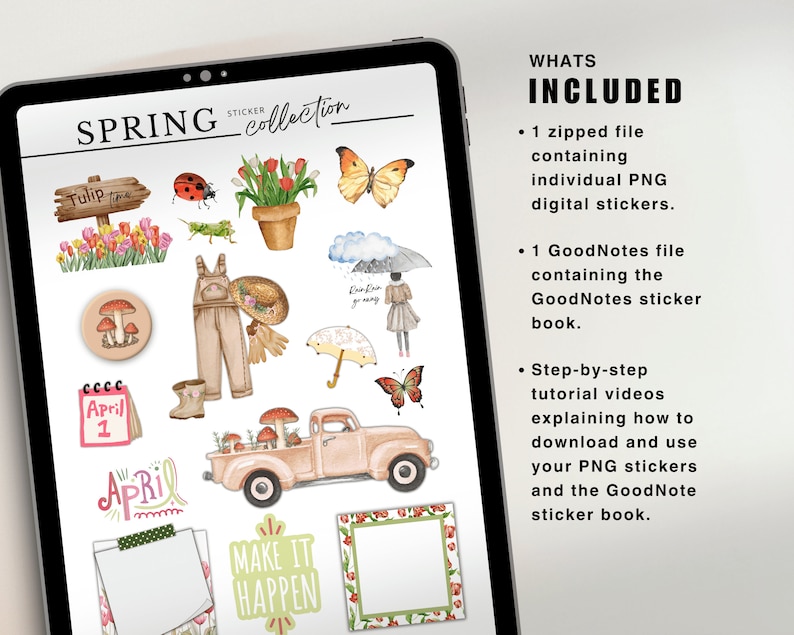 Spring Stickers Digital Planner Spring Season Goodnote Ipad/tablet ...