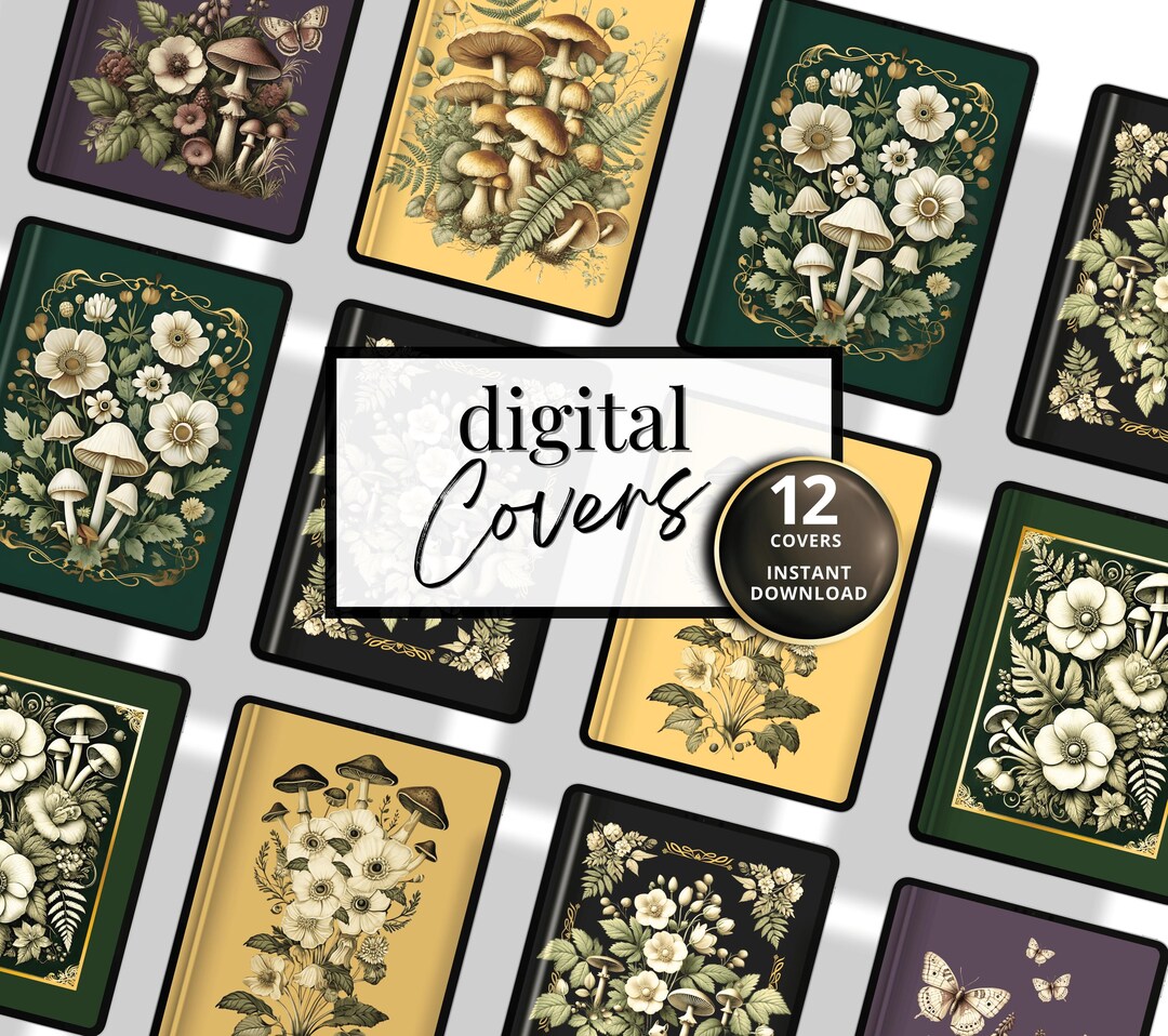 Mushroom Digital Planner Covers: Elegant Notebook Designs (PNG, PDF) - Etsy