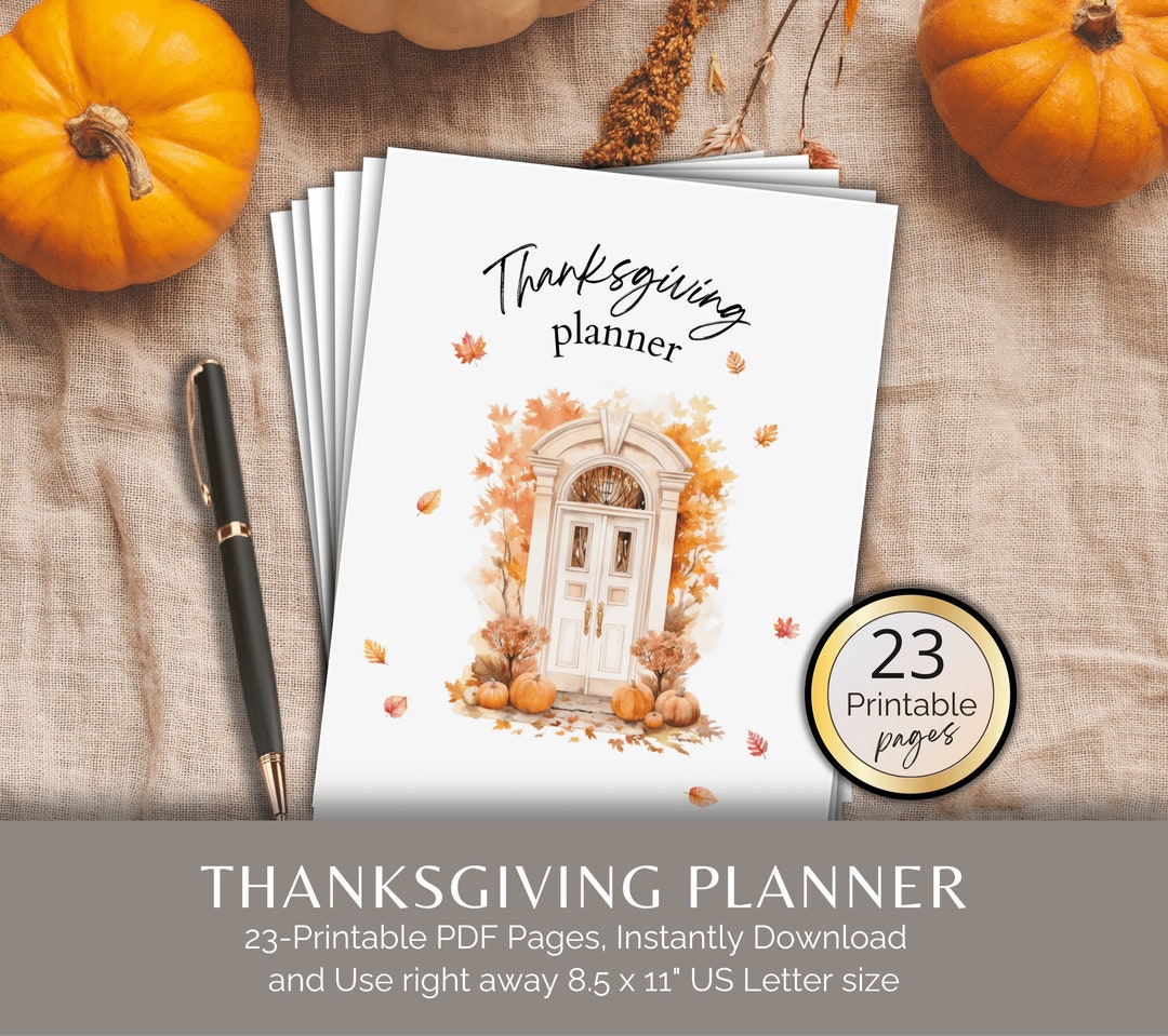 Thanksgiving Planner Printable Holiday Seasonal Thanksgiving Day Meal ...