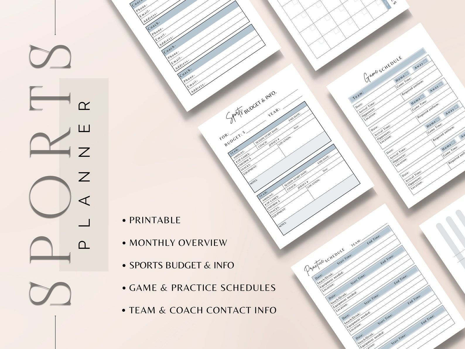 Sports Planner Printable Planner Planner Inserts Team - Etsy
