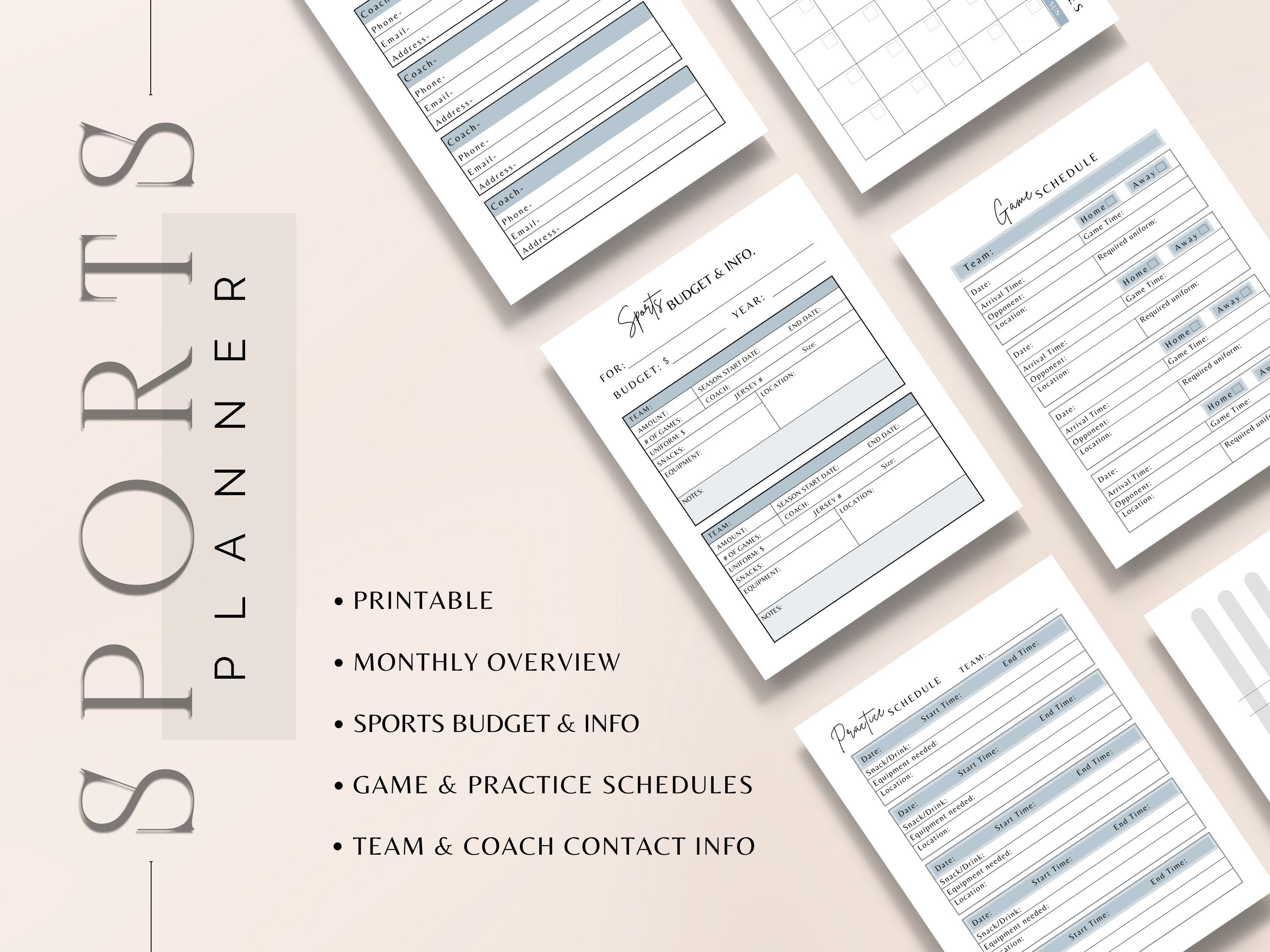 Sports Planner Printable Planner Planner Inserts Team - Etsy