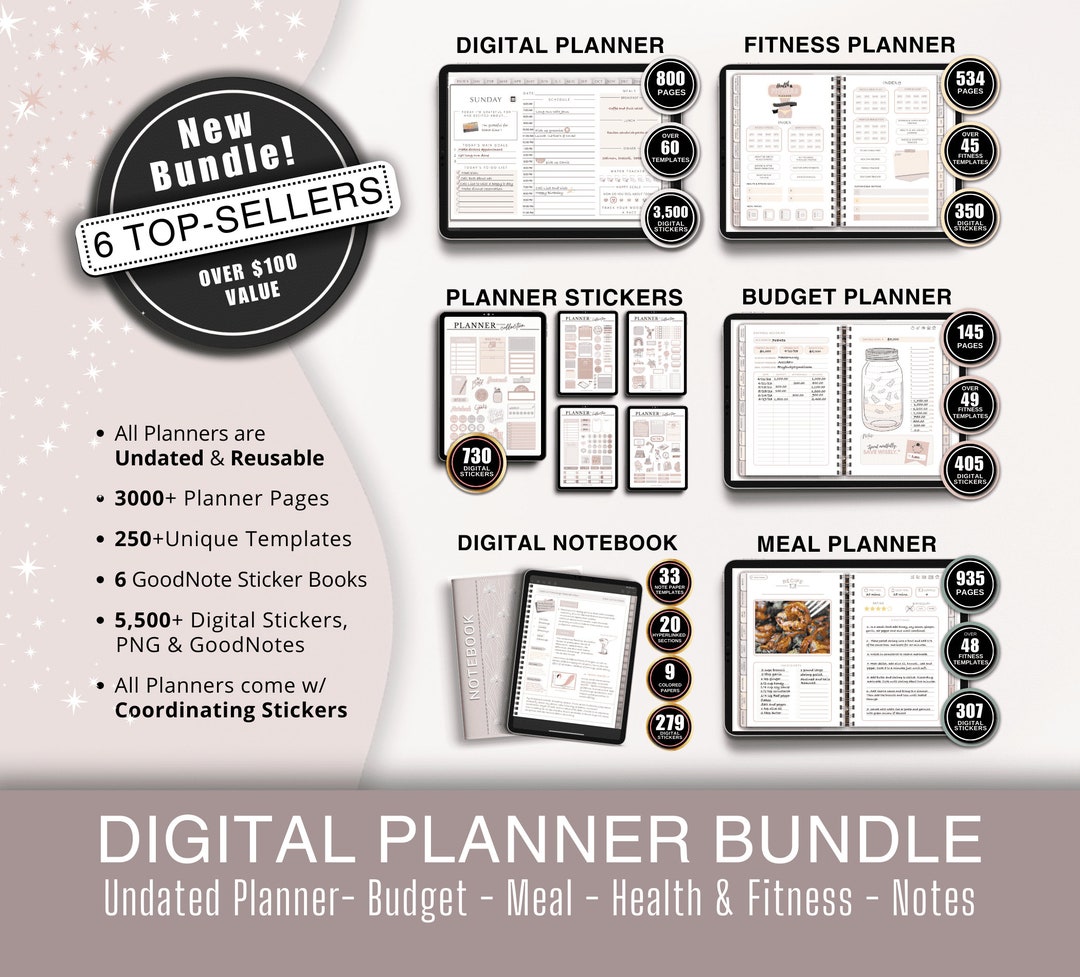 Digital Planner Digital Sticker Bundle Goodnotes Ipad/tablet Digital ...