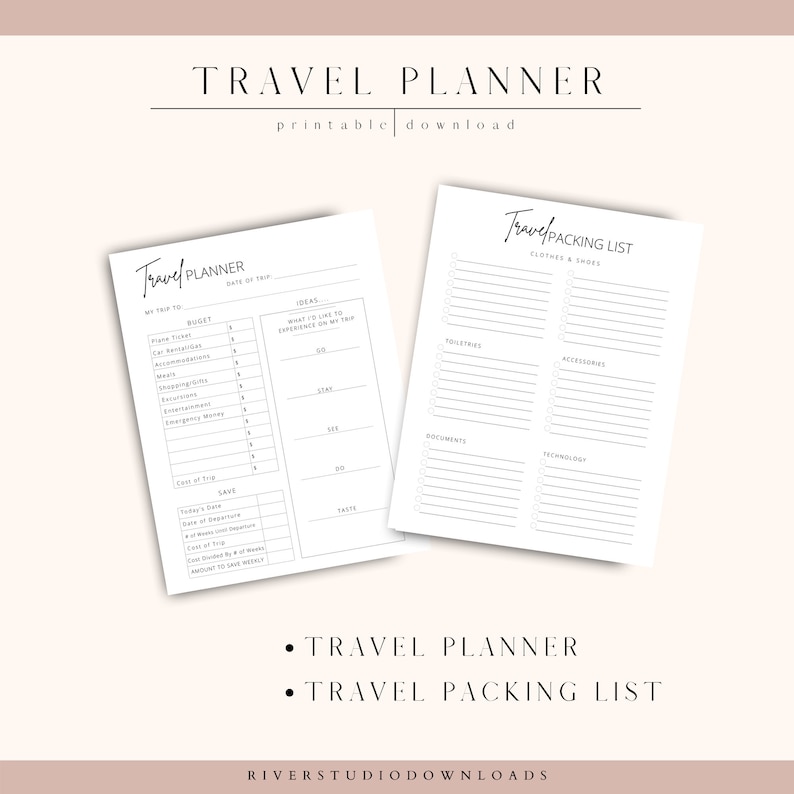 TRAVEL PLANNER Packing List Vision Board Bucket Lists - Etsy
