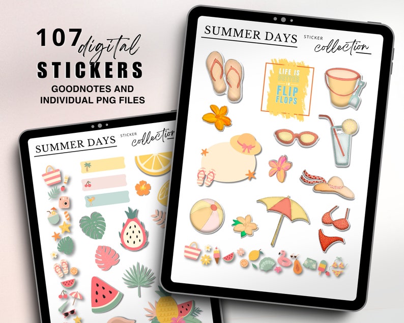 Summer Stickers Digital Sticker Set Goodnote Sticker Book & Individual ...