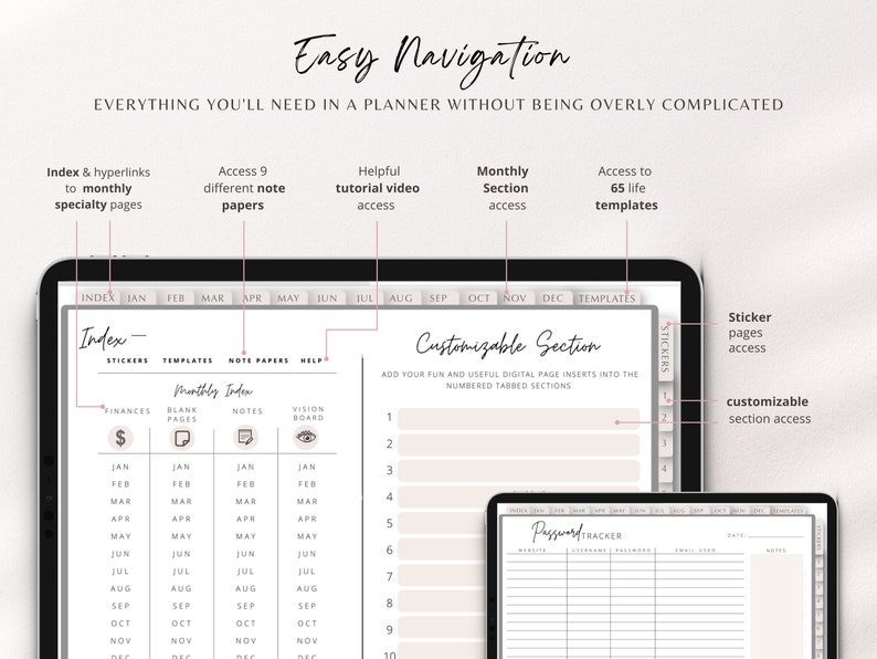 Ipad Tablet and Phone Planner Digital Planner Undated - Etsy