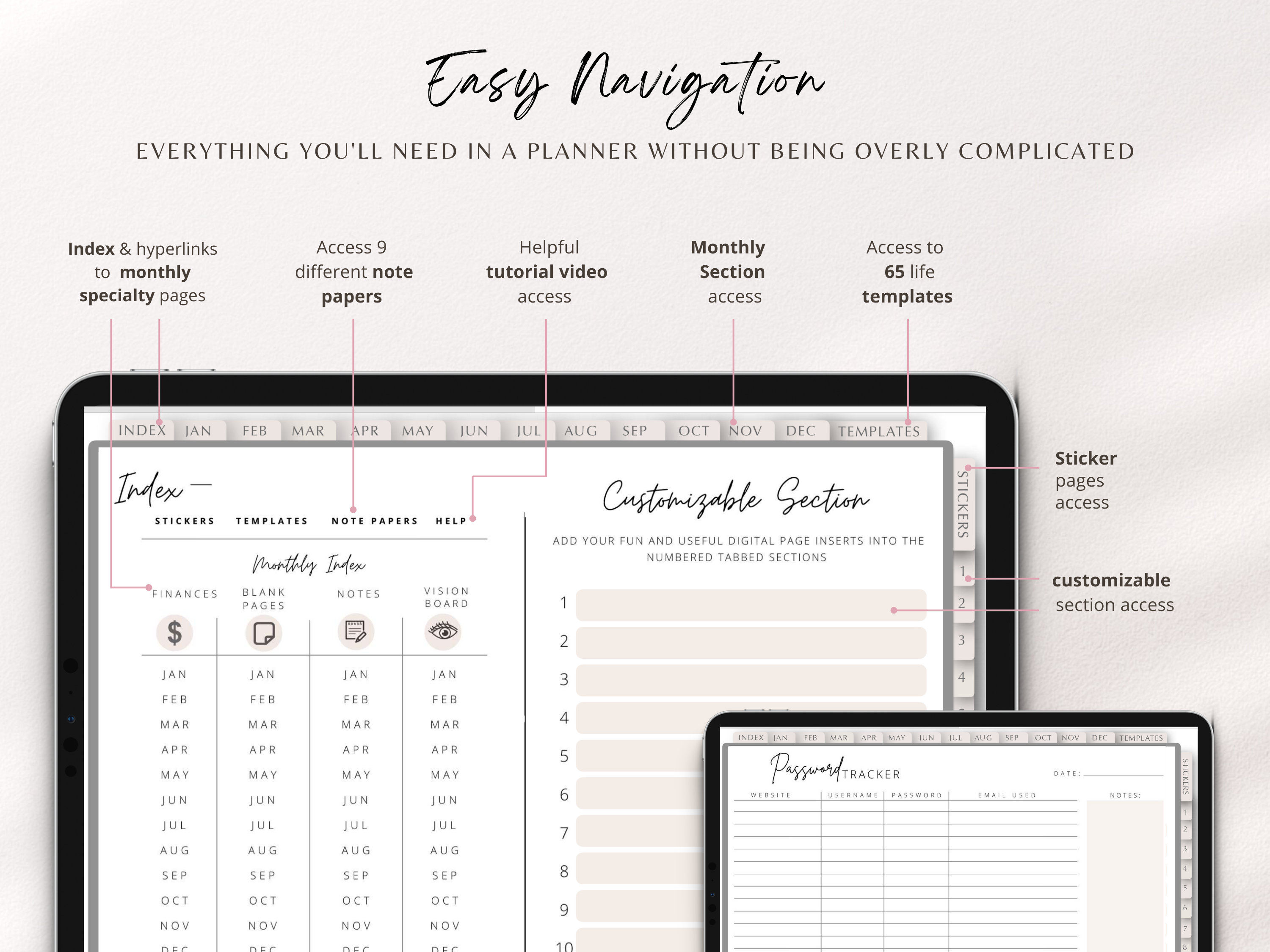 IPad Tablet and Phone Planner Digital Planner Undated Daily Weekly ...