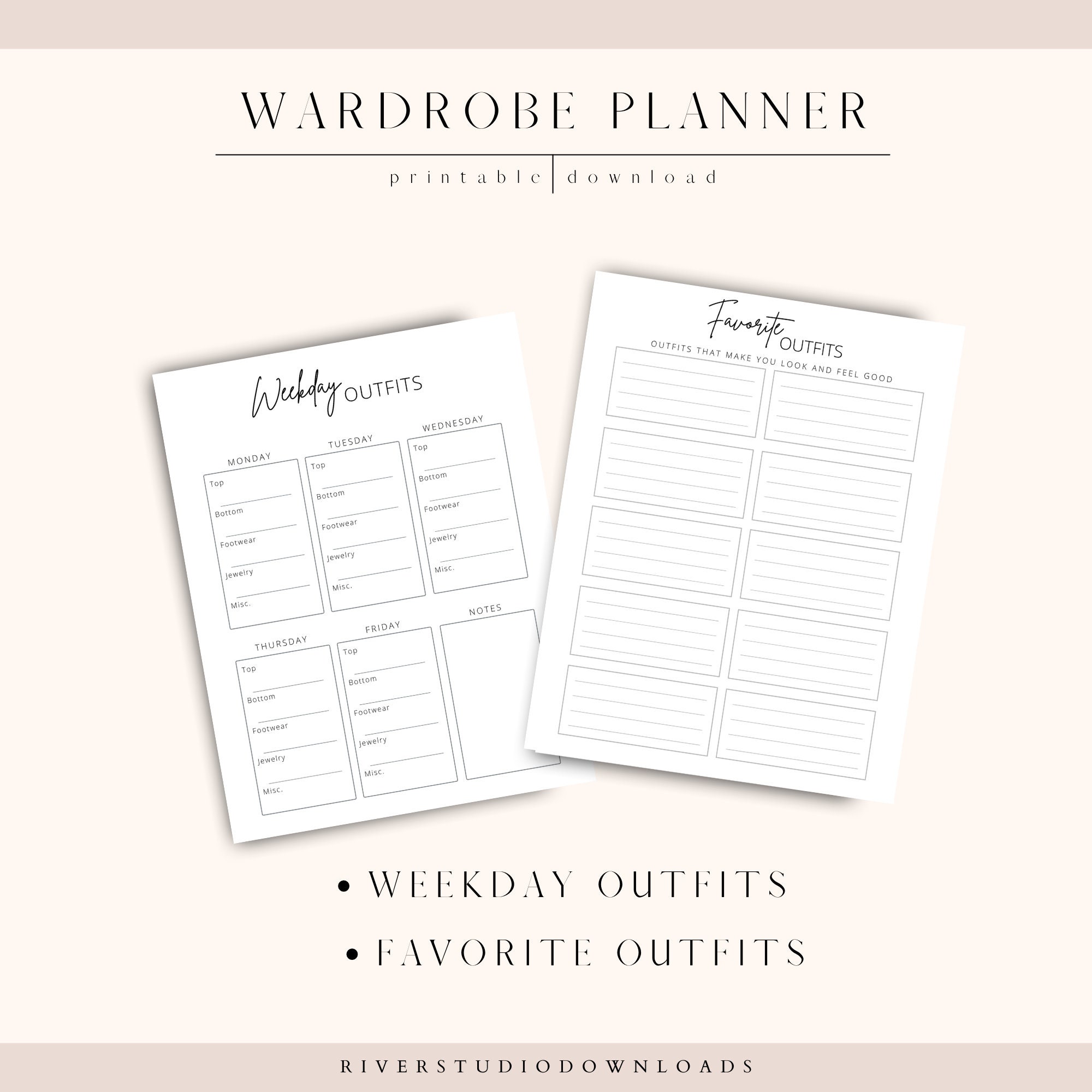 Wardrobe Planner Template Bundle Digital Planner Printable - Etsy
