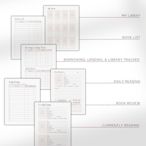 Reading Journal Book Tracker Printable Planner Inserts Book Review ...