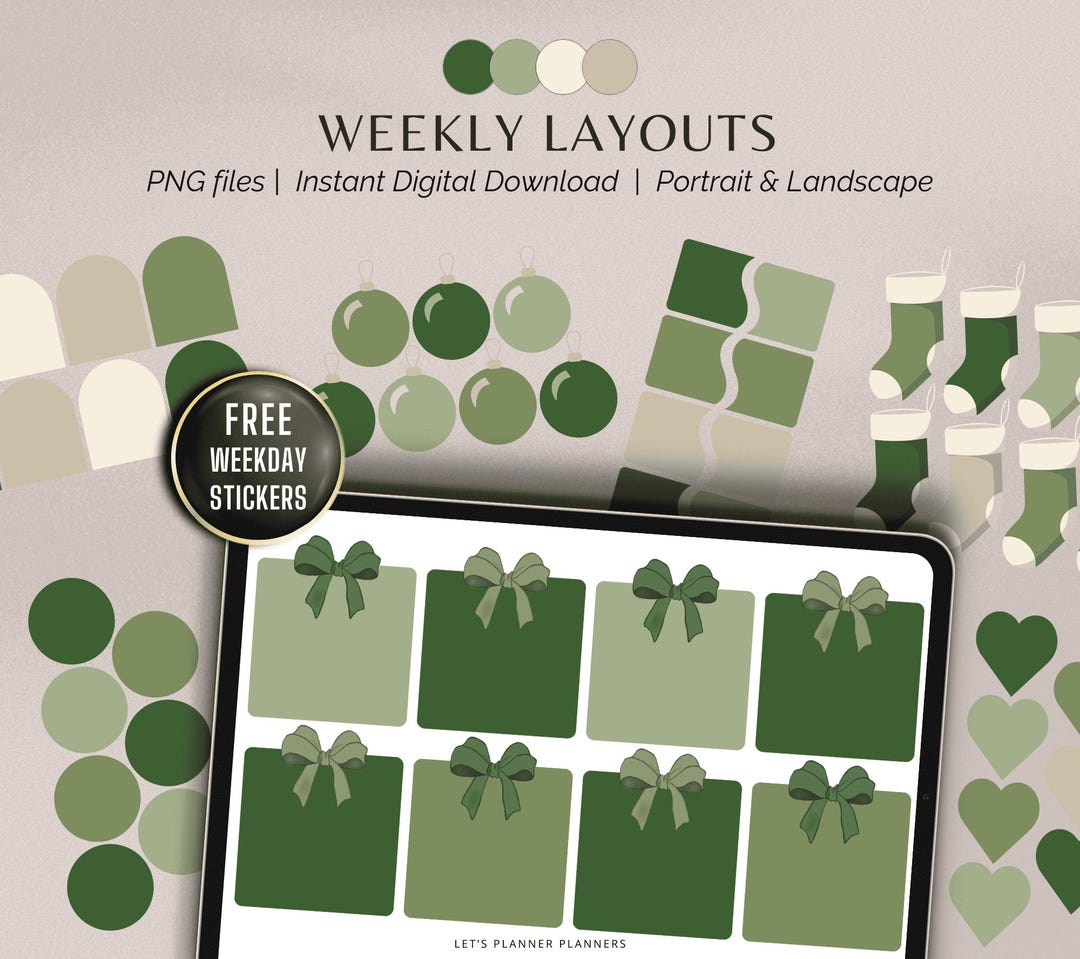 Weekly Layouts PNG Insert Digital Planner Page Builders Use to Create ...