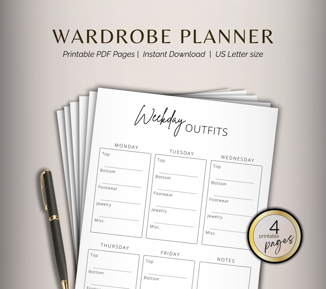 Wardrobe Planner Template Bundle Digital Planner Printable Wardrobe ...