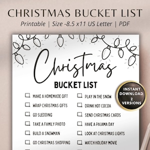 Christmas Bucket List Printable Kids Fun Xmas Activities Template To-do ...