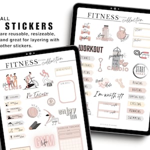 Digital Health and Fitness Stickers Digital Planner Stickers Exercise ...