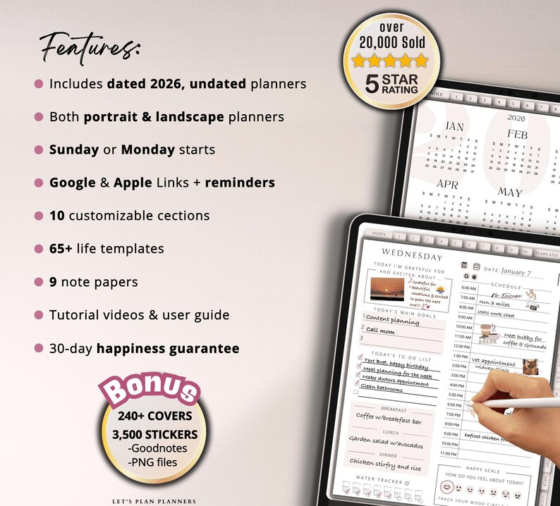 Digital Planner 2026, Weekly Daily Planner for iPad and Android Tablet ...