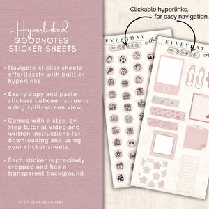 Digital Stickers Pink Everyday Goodnotes Sticker Sheets Individual PNG ...