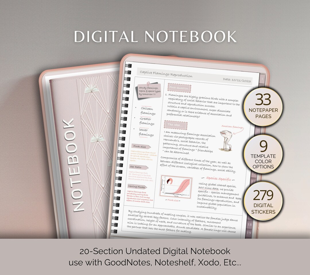 Digital Notebook Goodnotes Notebook With 20 Tabs 30 Templates in 9 ...