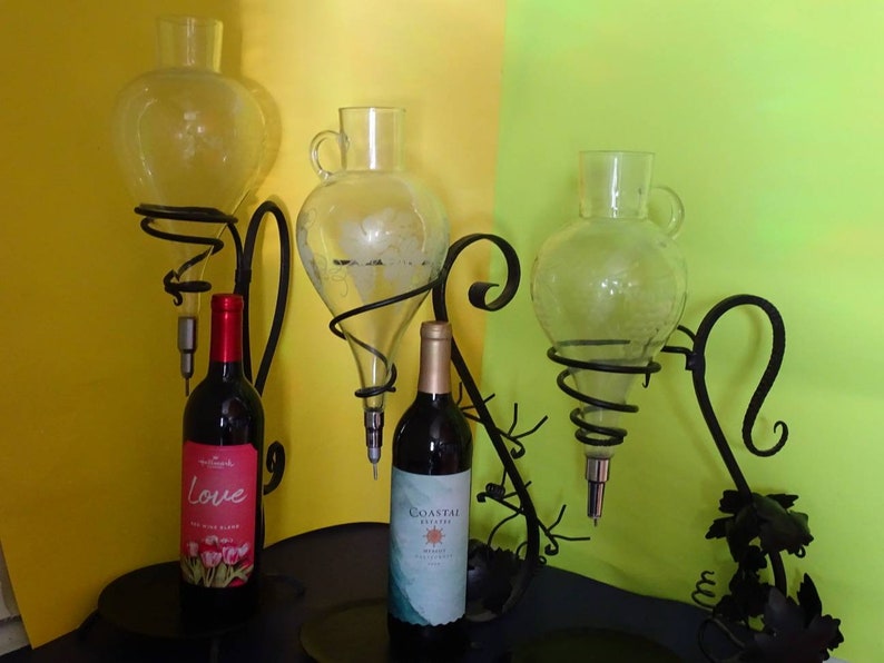 Vintage Italian Decanters on Decorative Wrought Iron Frame. - Etsy