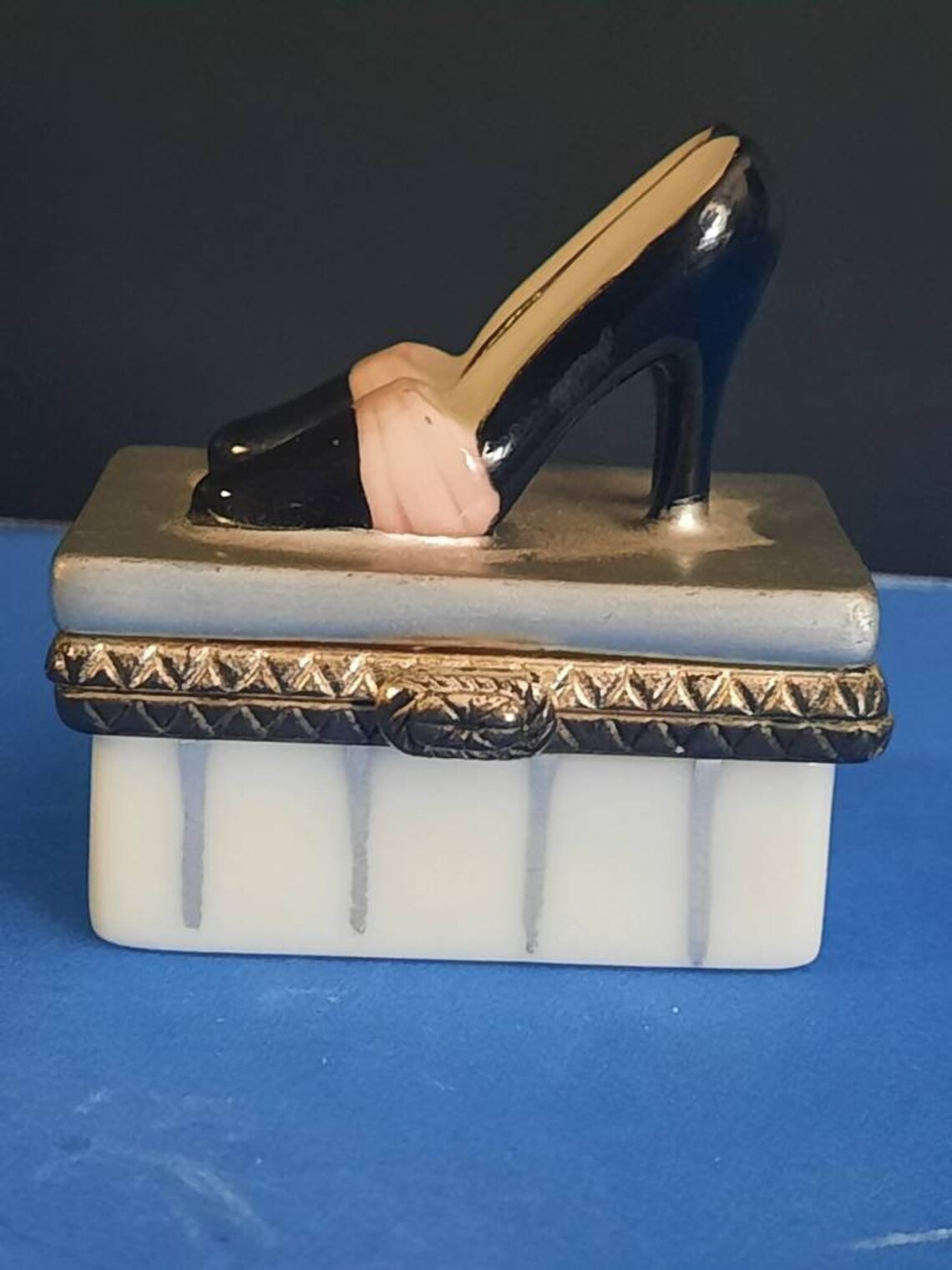 Vintage Porcelain PHB Trinket Box With Black Ladies Shoes On - Etsy
