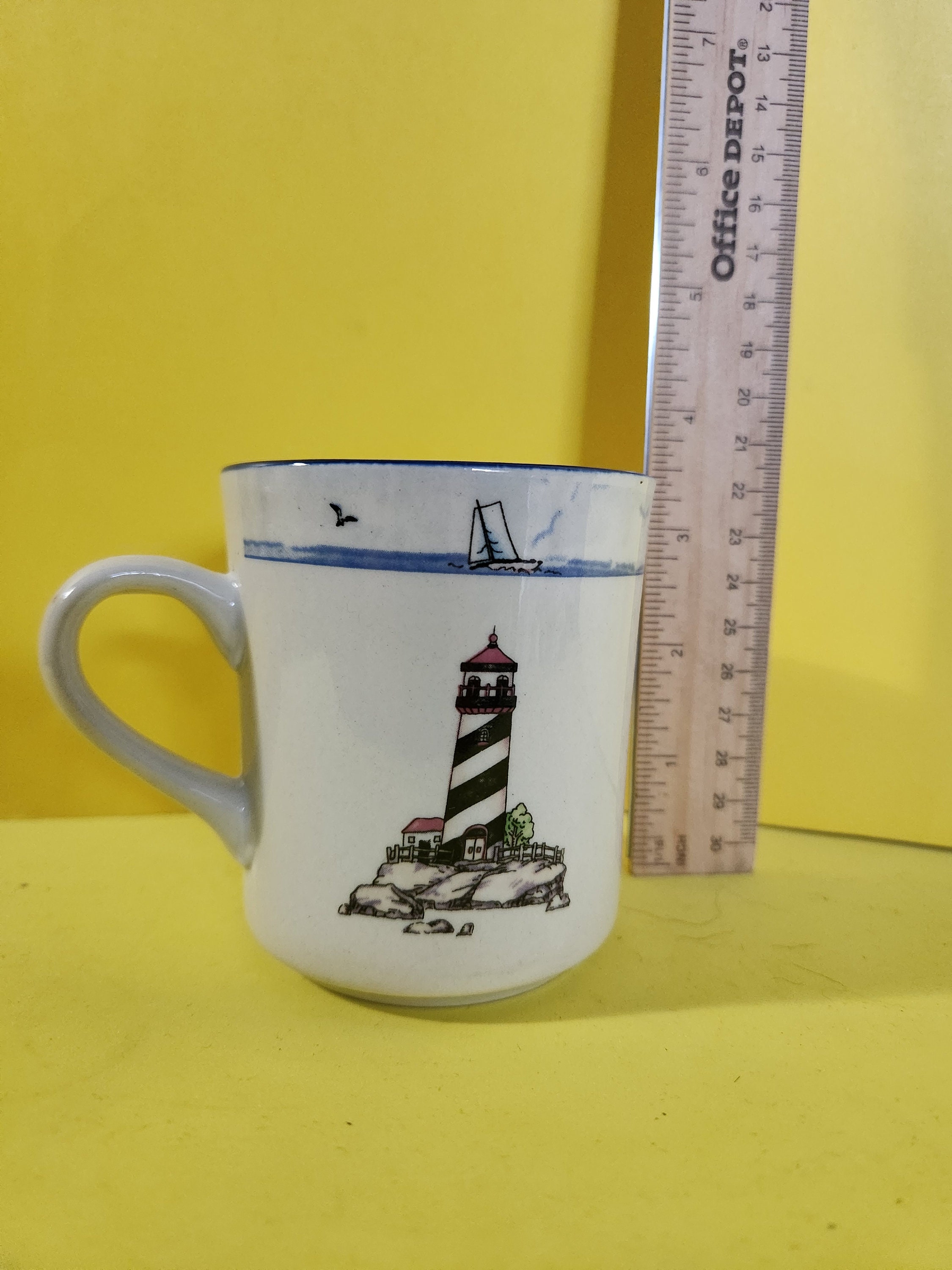 Coatal Design Mugs Featuring a Lighthouse Bt Main Stays - Etsy