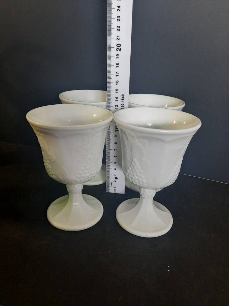 Vintage Milk Glass Goblets Set of 4 - Etsy