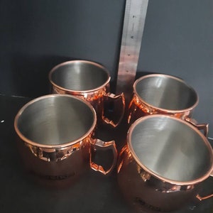Set of 4 Moscow Mule Copper Drinking Mugs - Etsy