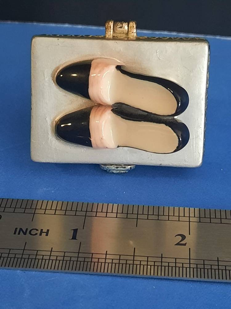 Vintage Porcelain PHB Trinket Box With Black Ladies Shoes On - Etsy