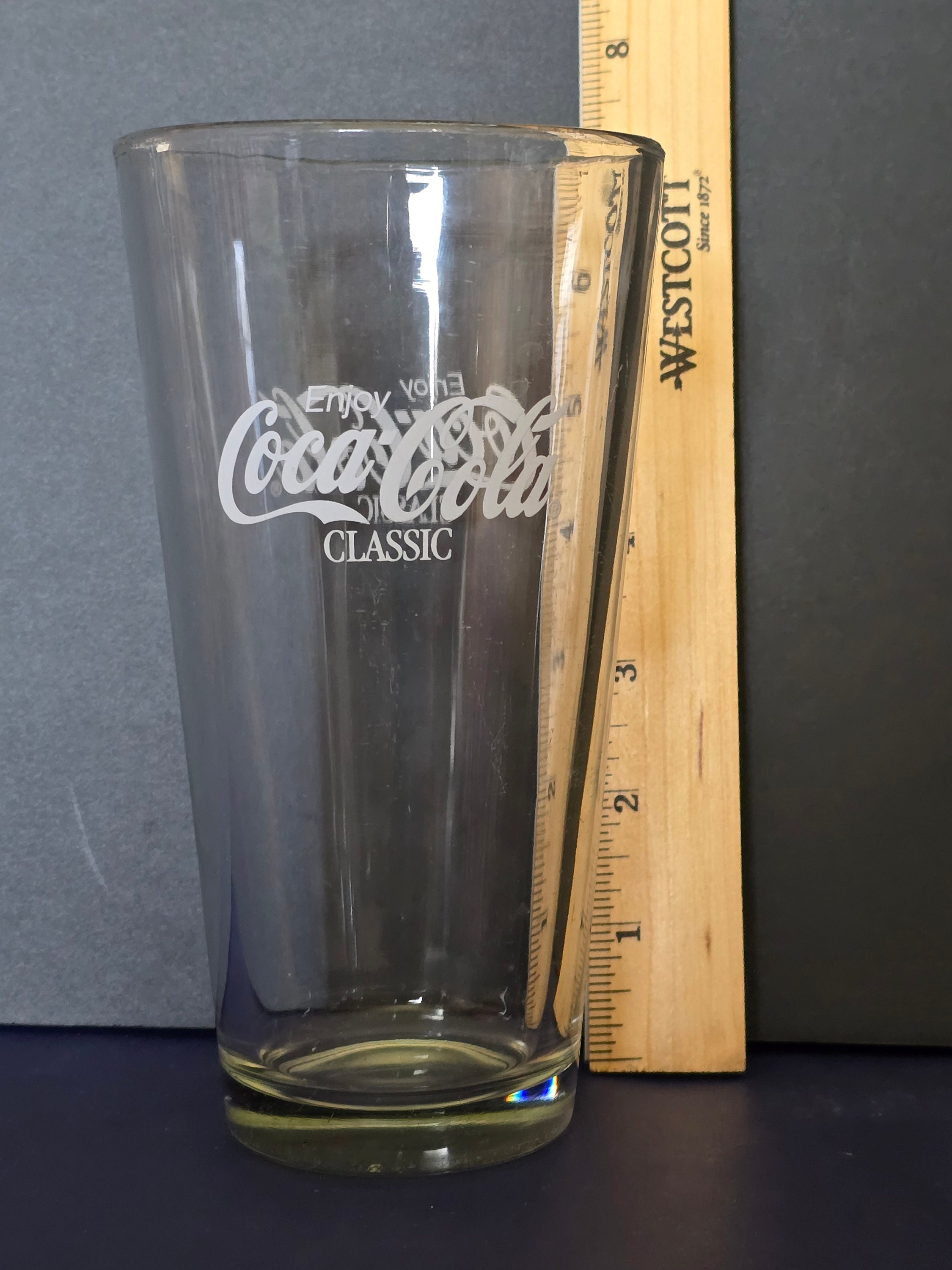 Collectible 16oz Coca Cola Glass. Tall Clear Coca Cola Glass, Approx 7 ...