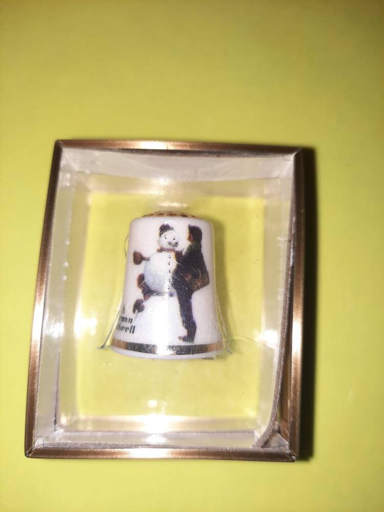 Norman Rockwell Snowman Thimble 1979 Gorham Christmas Edition. - Etsy