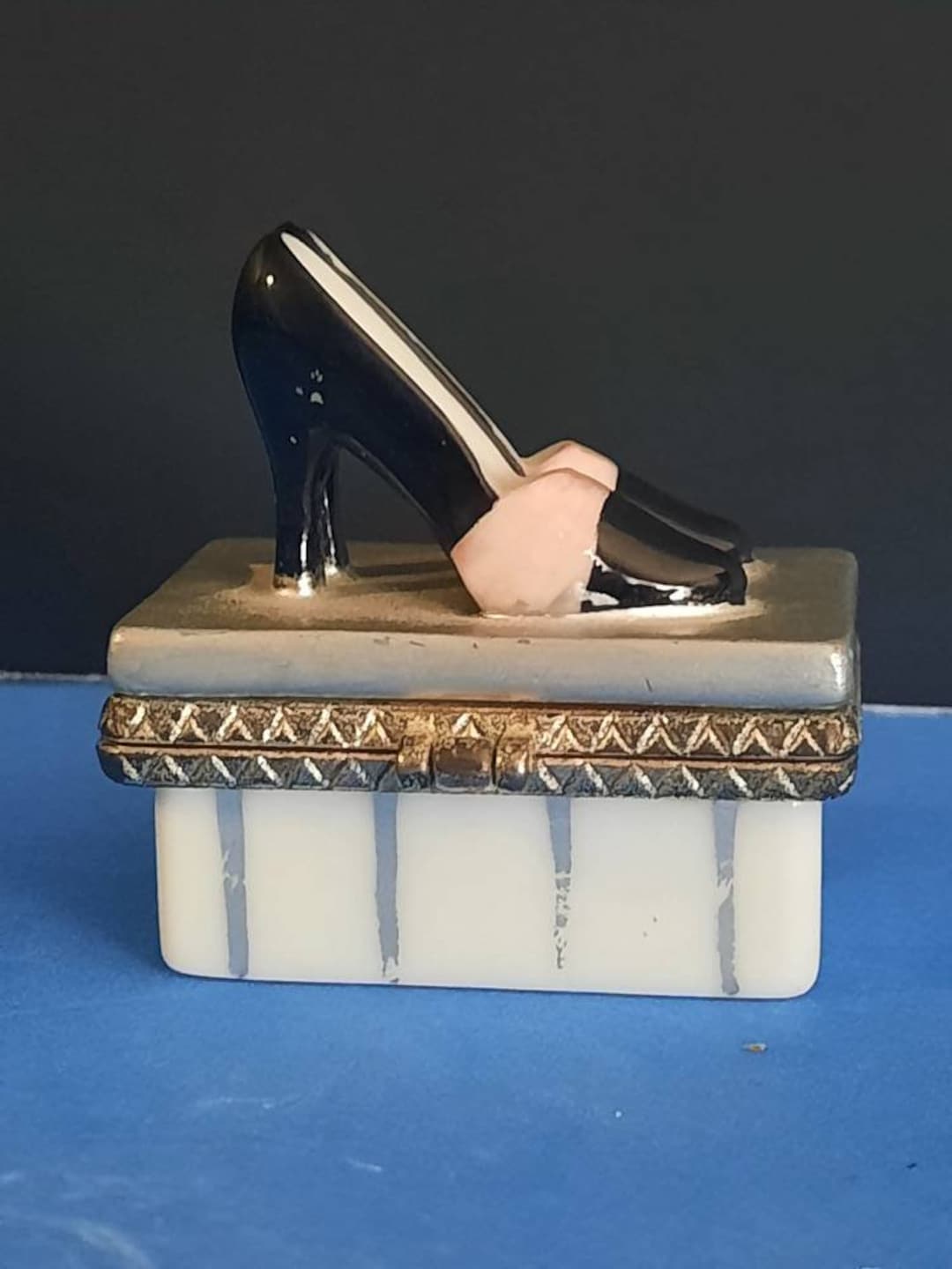 Vintage Porcelain PHB Trinket Box With Black Ladies Shoes On - Etsy