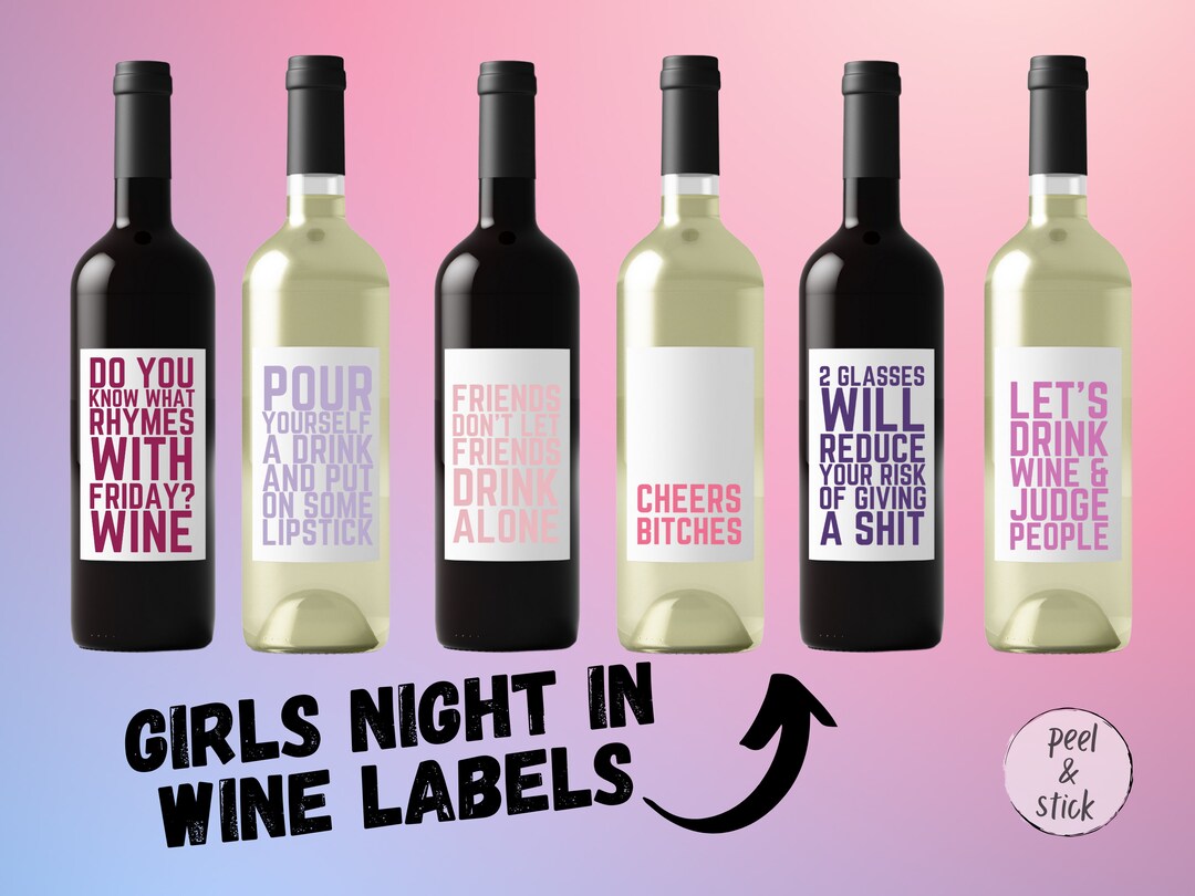 Girls Night in Wine Labels Custom Wine Bottle Labels - Etsy