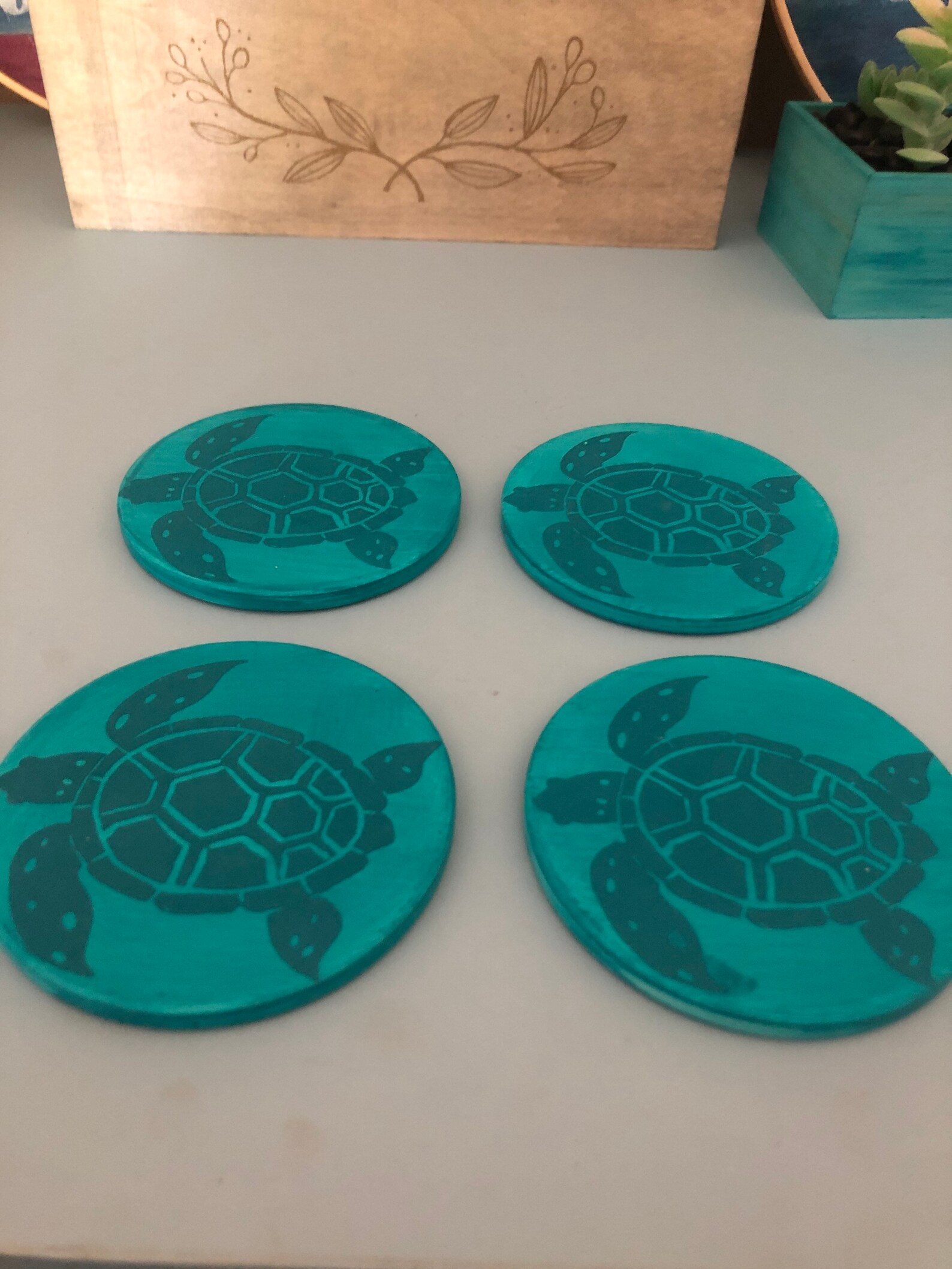 Hand painted Sea Turtle Coasters | Etsy