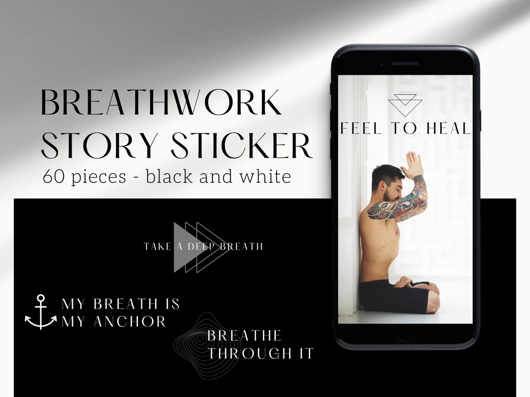 60 Breathwork Instagram Story Stickers Black&white Breath Breathe ...