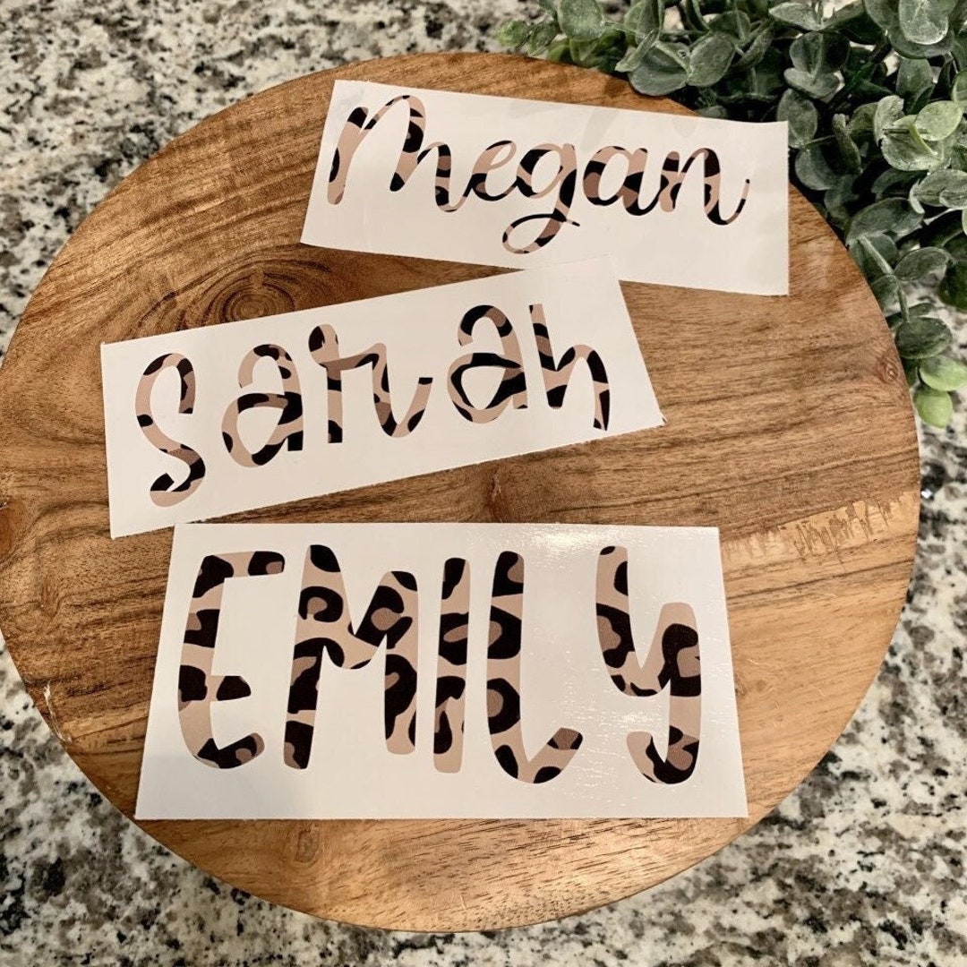 Cheetah Print Vinyl Sticker | Custom Name Decal | Leopard Print ...